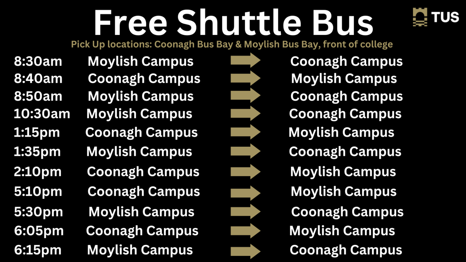 Private Buses - Moylish Campus - TUS